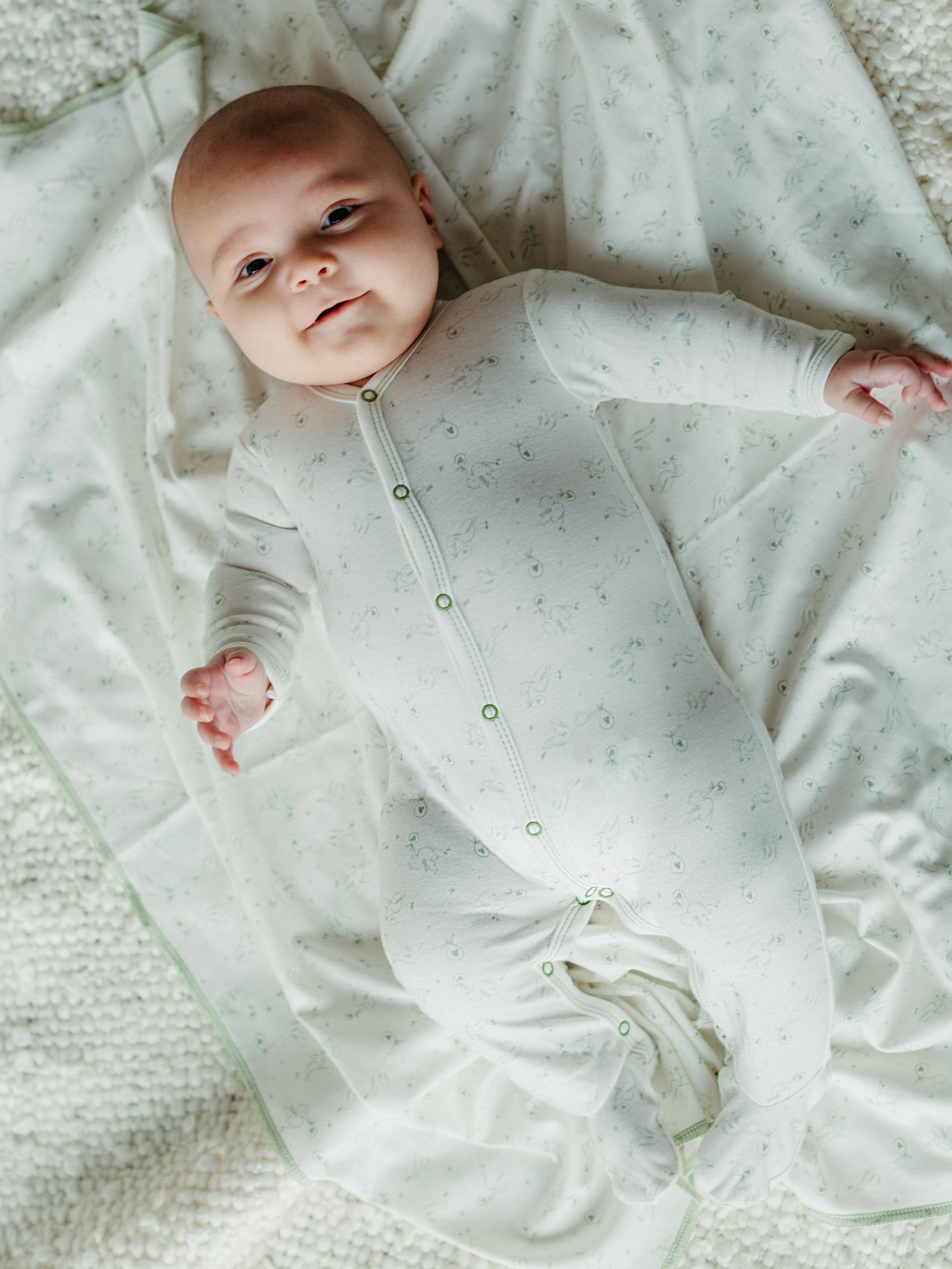 Organic Baby Snap Front Footie Onesie - Stork – Under the Nile
