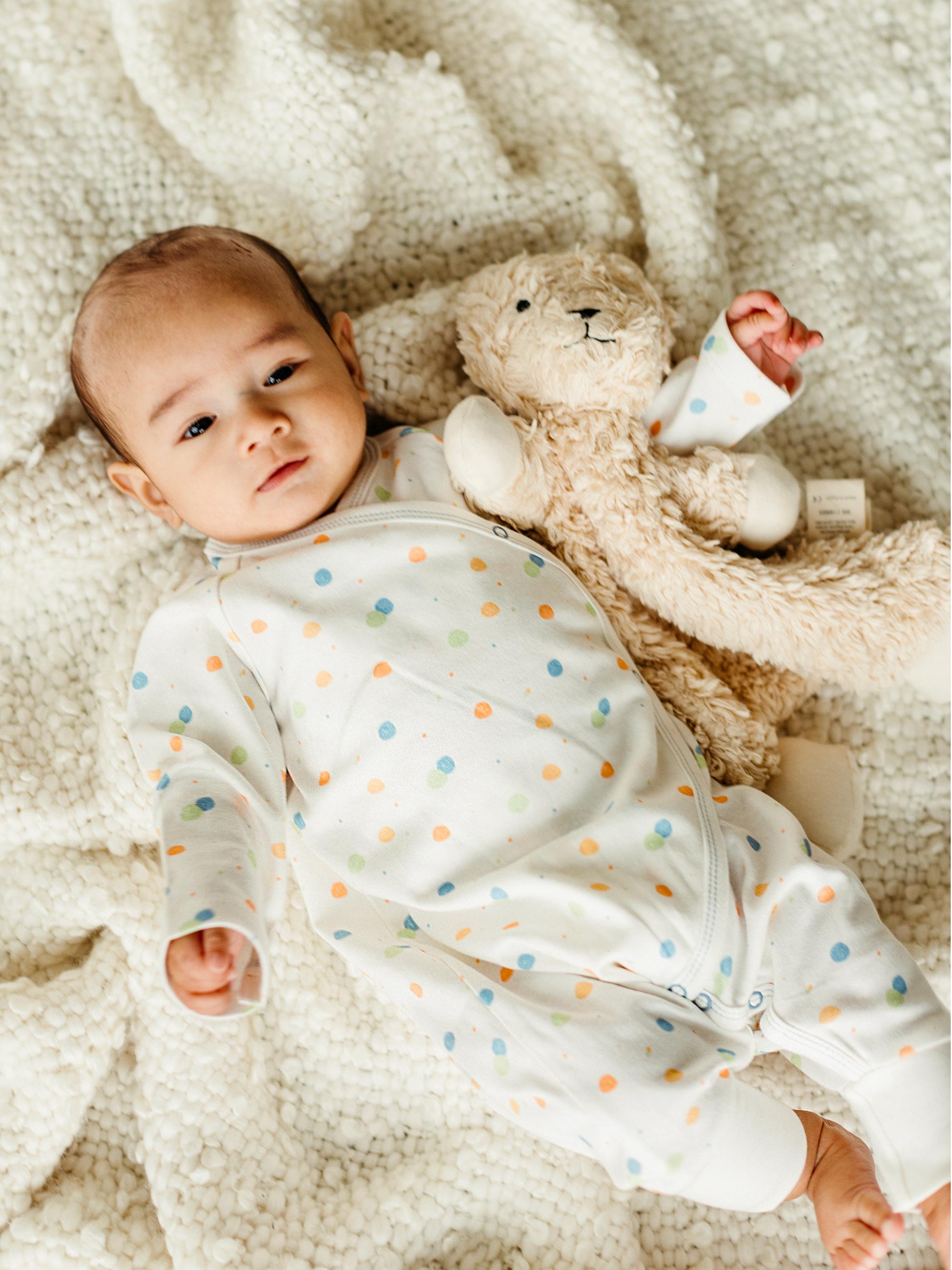 Organic Cotton Baby Side Snap Kimono Onesie - Blue Dots – Under the Nile