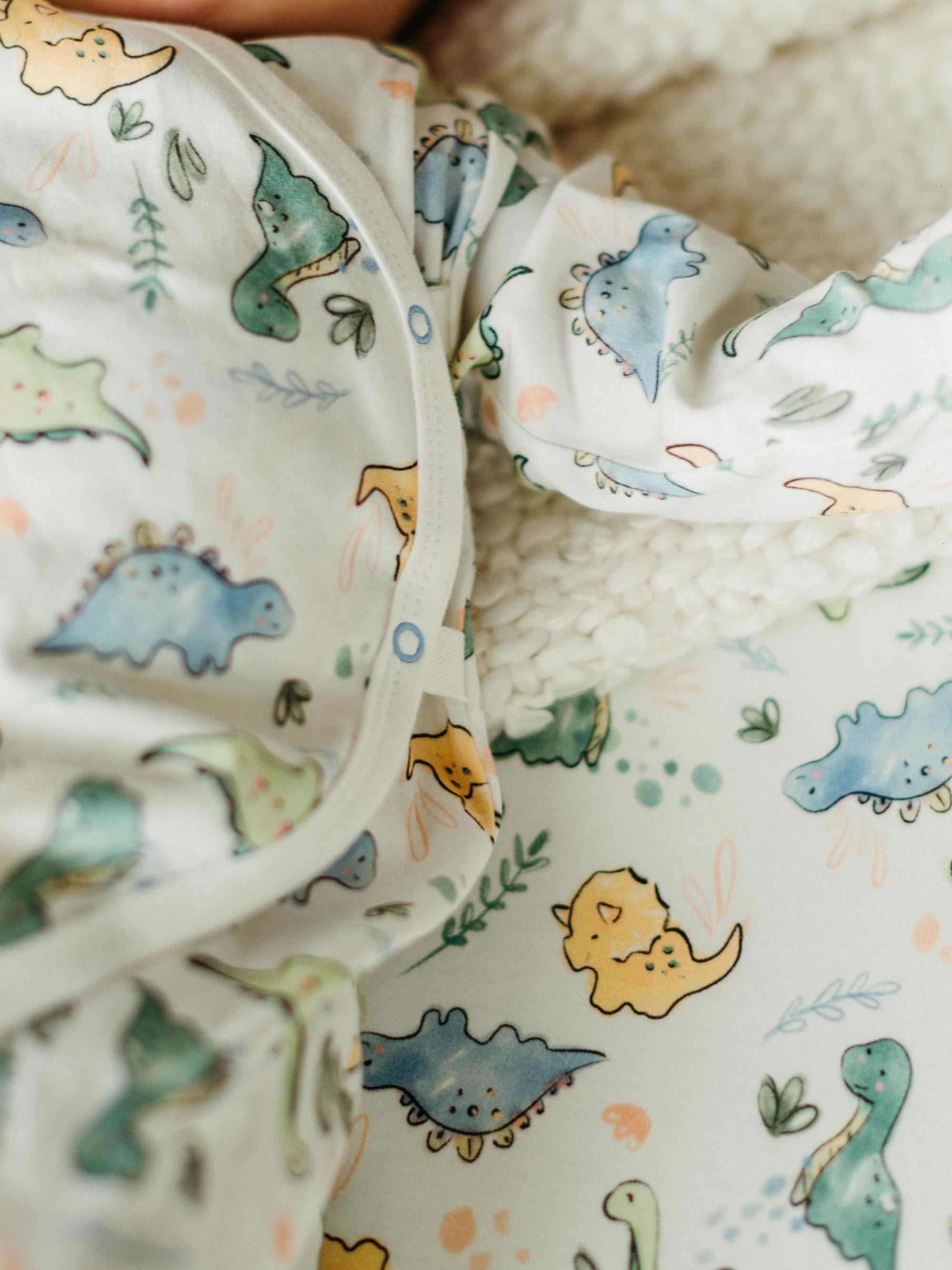 Organic Cotton Baby Side Snap Kimono Onesie - Dino – Under the Nile