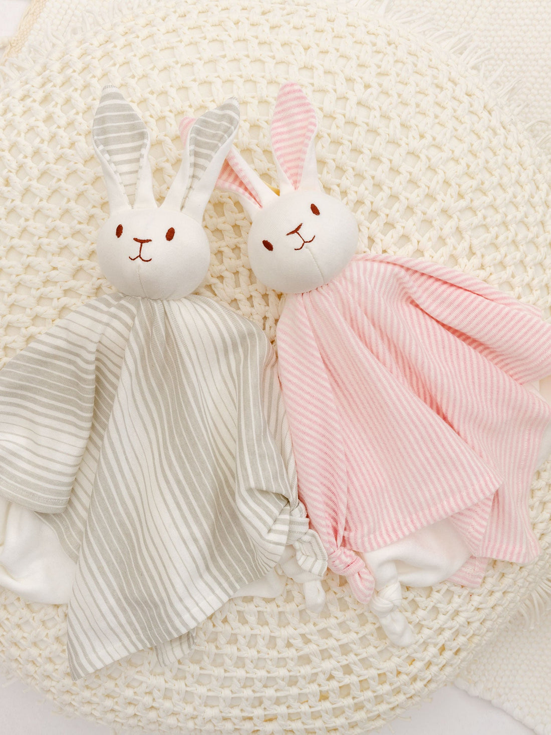 Organic Bunny Lovey Blanket - Pink Stripe | Pink Rabbit Blanket – Under ...